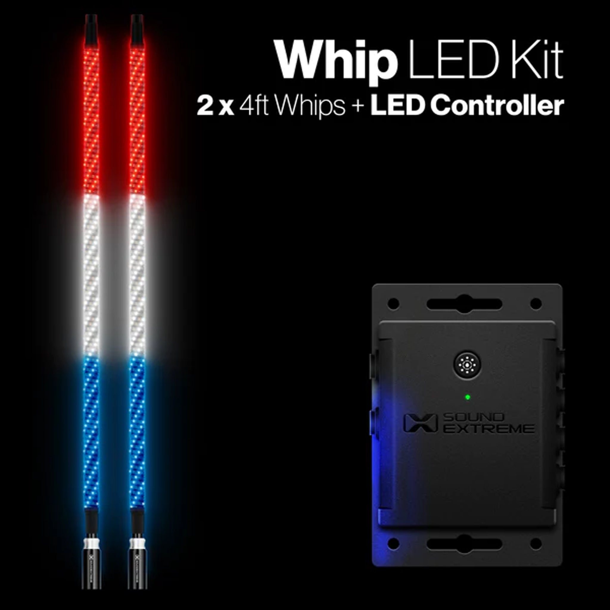 Extreme Whip Kit Qty 2 x 4ft (122cm) plus LEDCast Controller – ECOXGEAR
